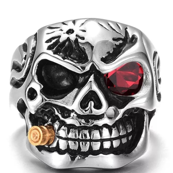 Accessories | Sz 8 Skull Smoke Large Smoke Biker Ring | Poshmark